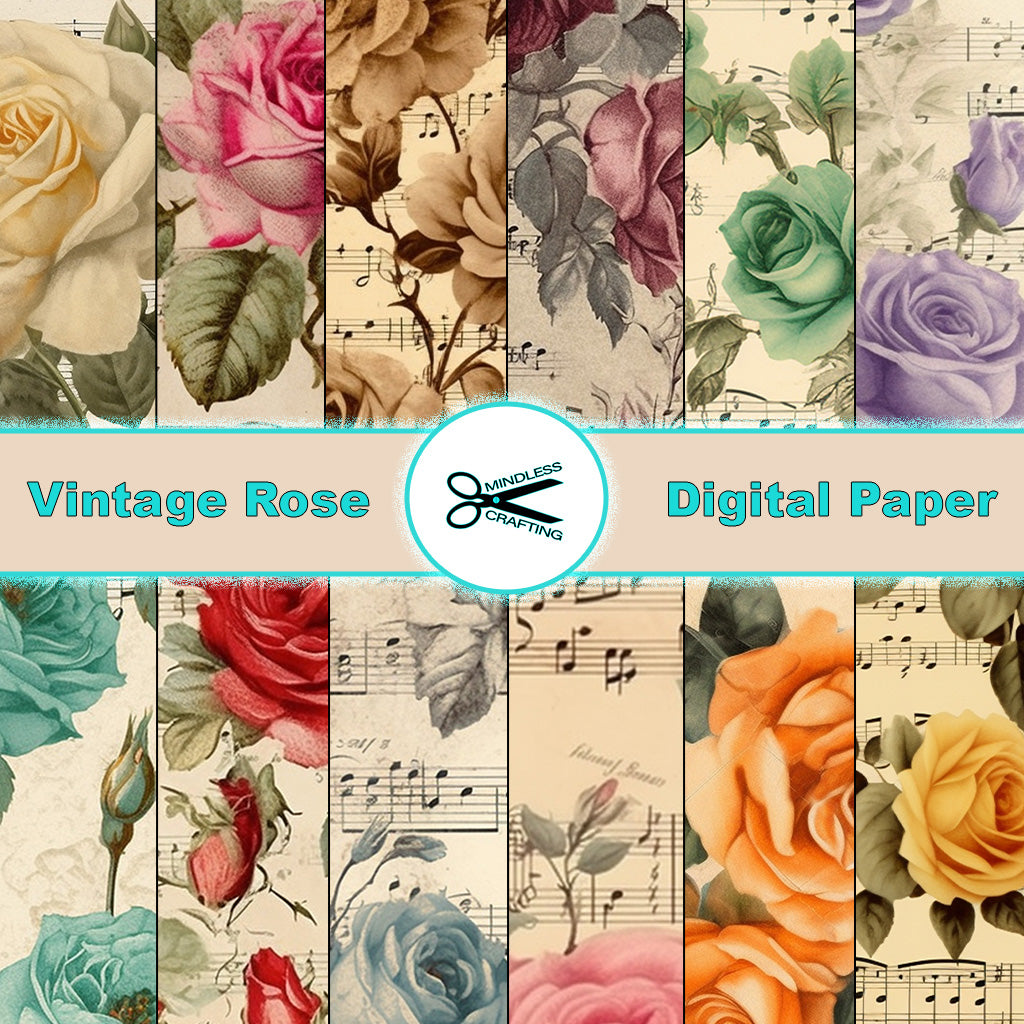 Vintage Rose Printable Digital Papers – Mindless Crafting