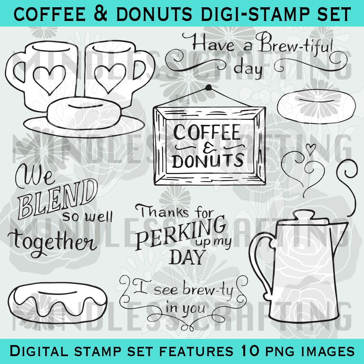 Coffee & Donuts Digital Stamp Set – Mindless Crafting
