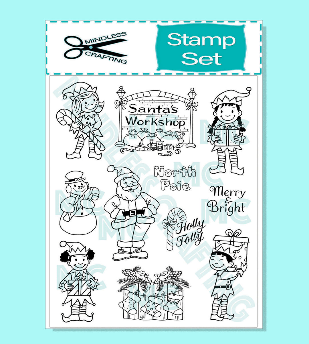 Santa's Workshop Stamp Set 6 x 8 Photopolymer – Mindless Crafting